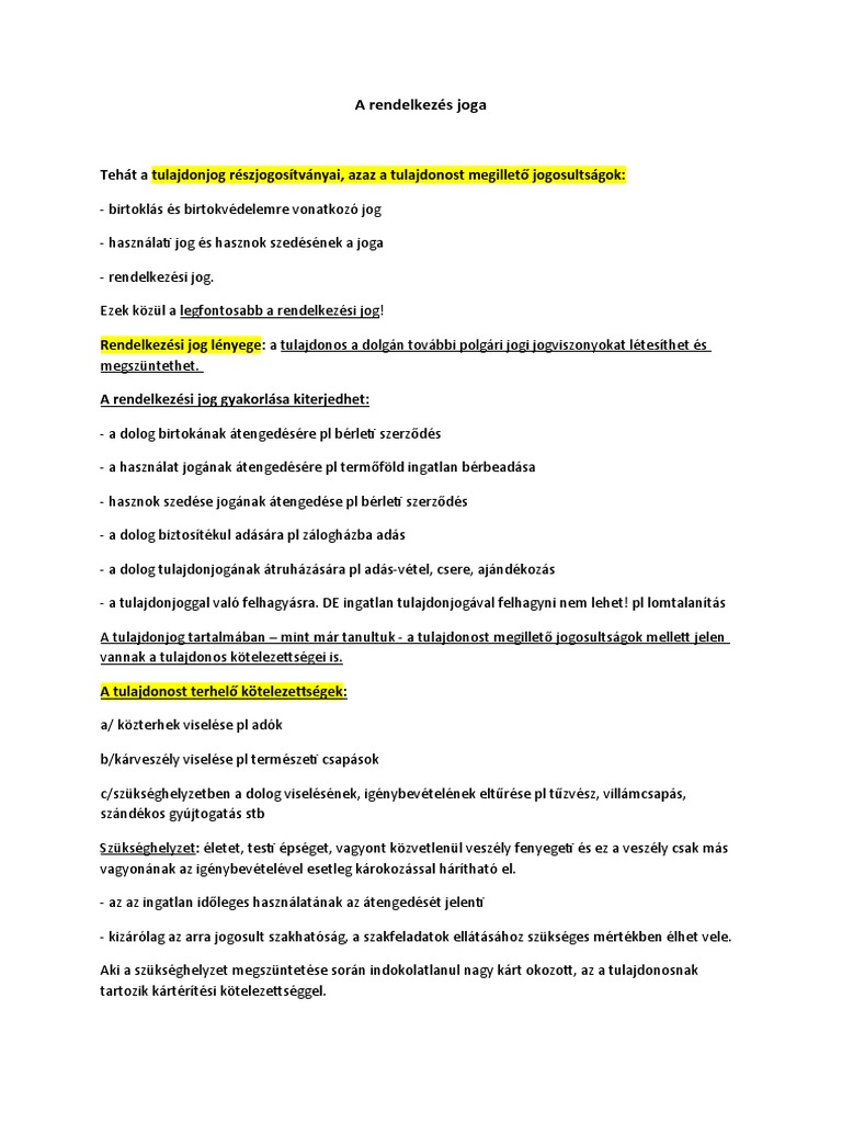 A Rendelkezés Joga | PDF