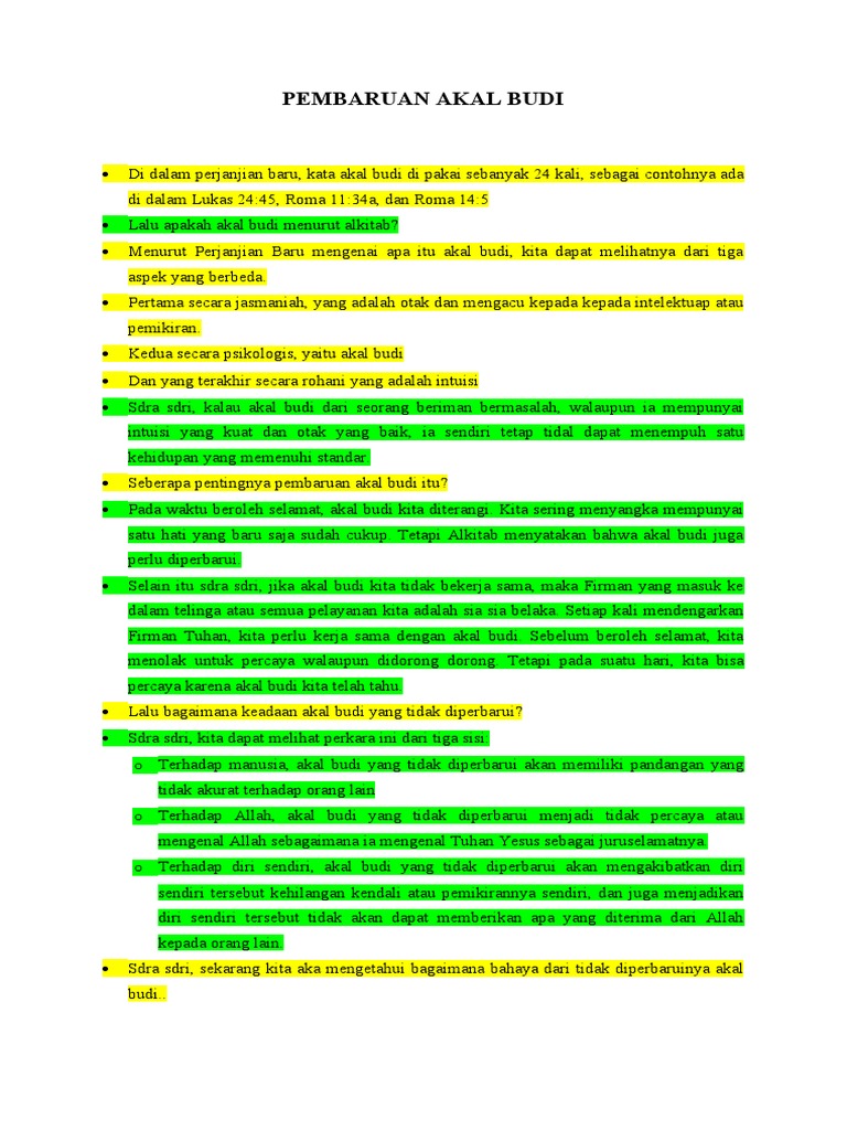 Minggu 53 - PEMBARUAN AKAL BUDI | PDF