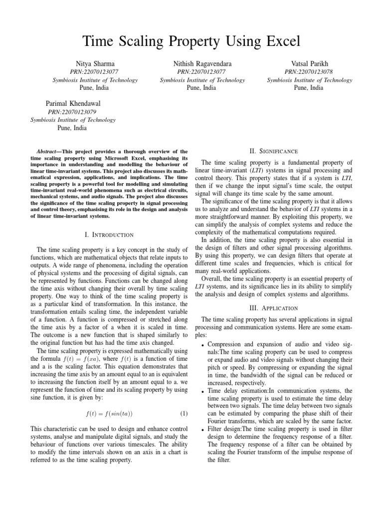 Time Scaling Property Using Excel | PDF | Signal Processing | Filter (Signal Processing)
