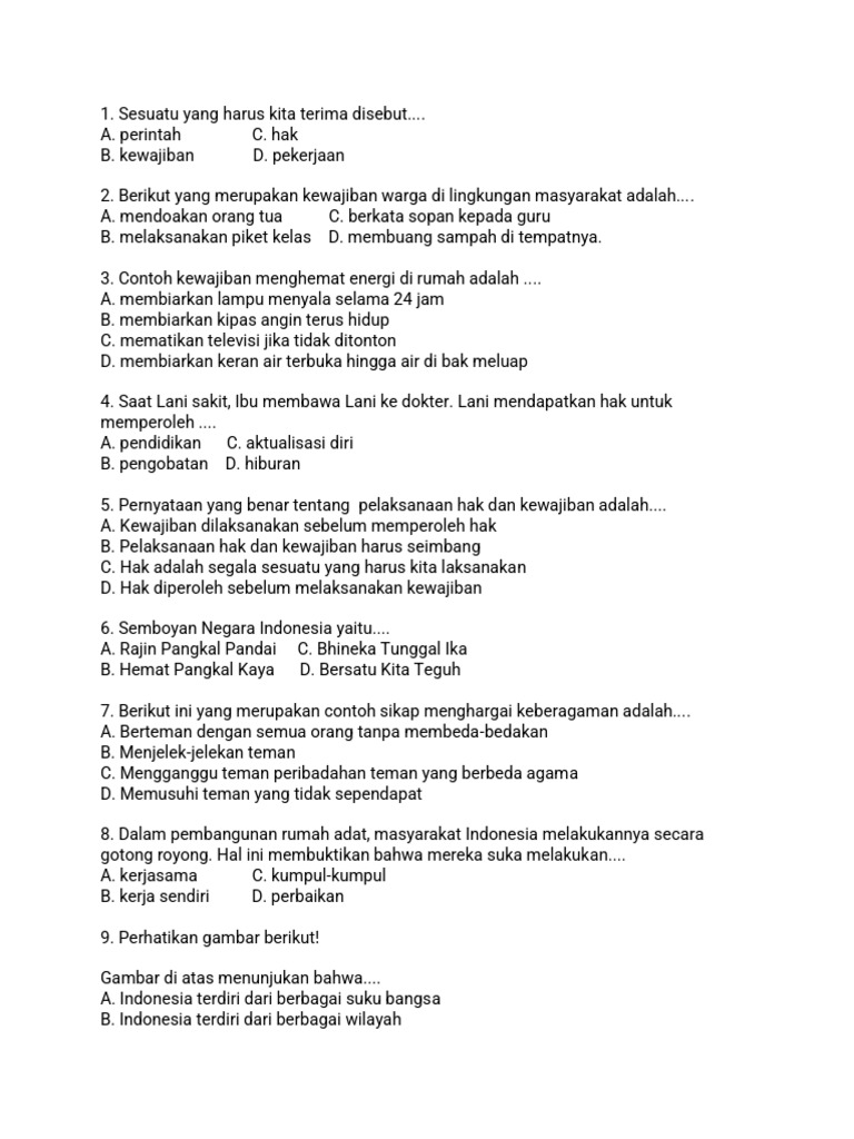 Soal Kelas 4 PKN | PDF