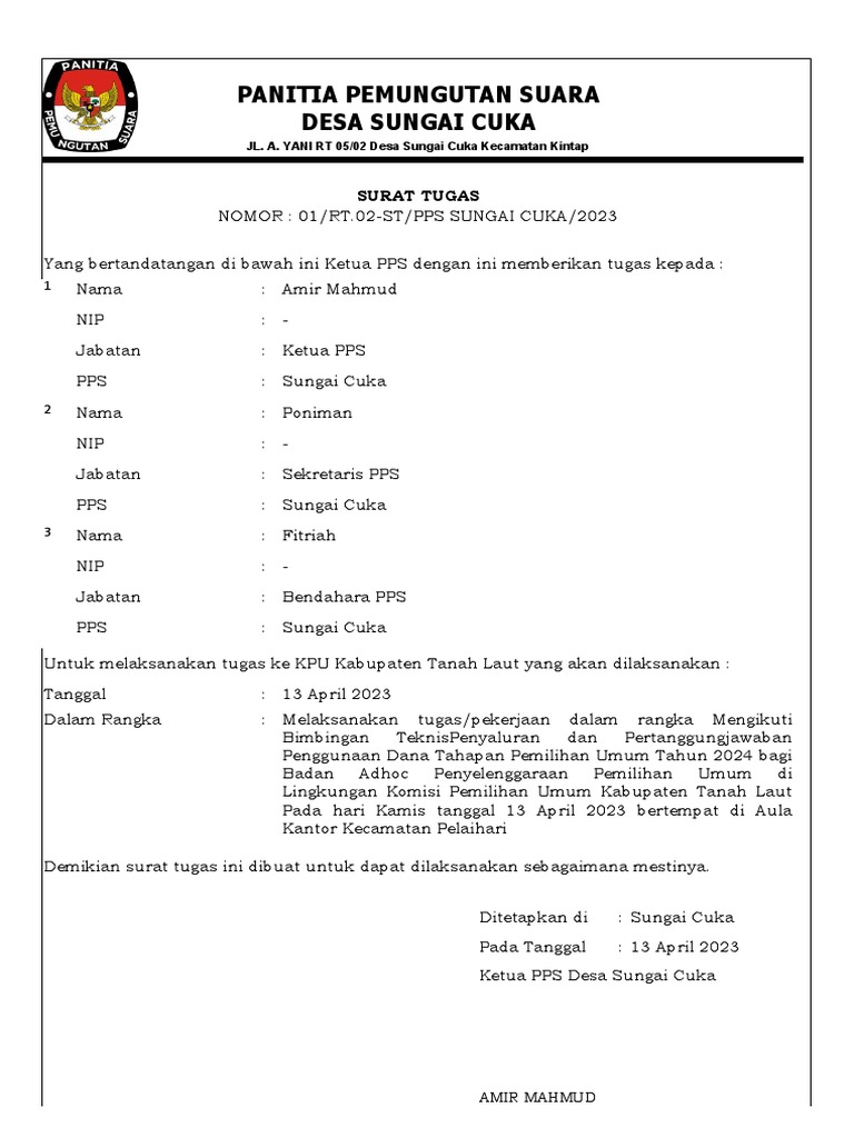 Surat Tugas Pps | PDF