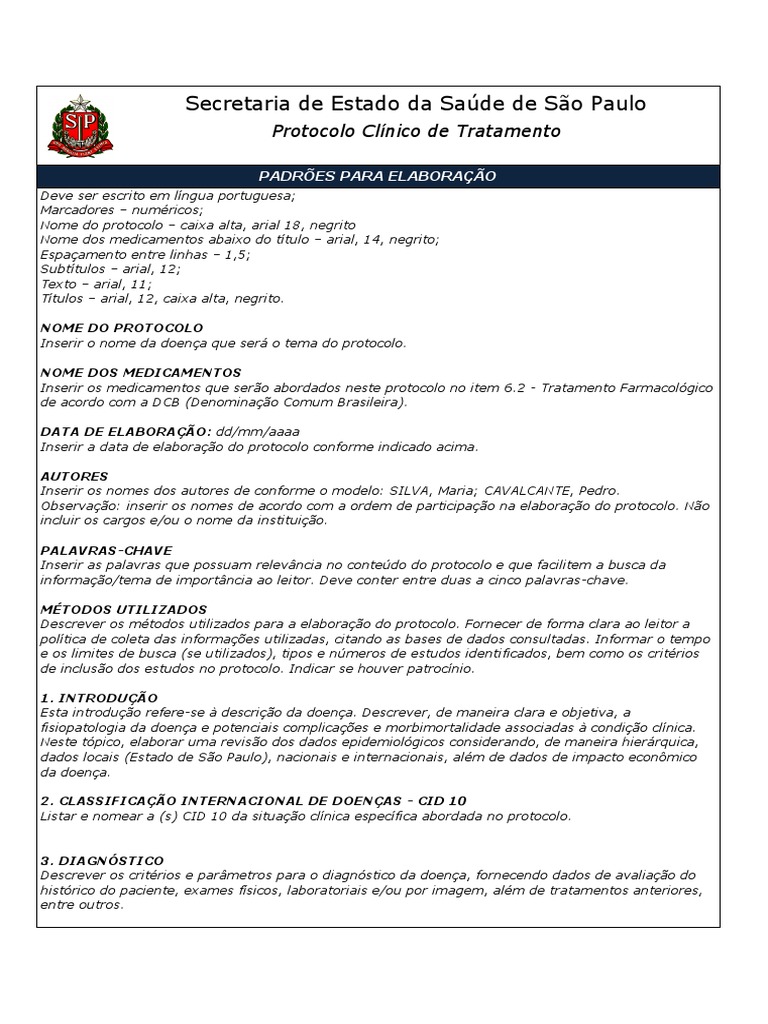 Modelo de Protocolo Clinico de Tratamento B | PDF | Remédio | Medicina ...