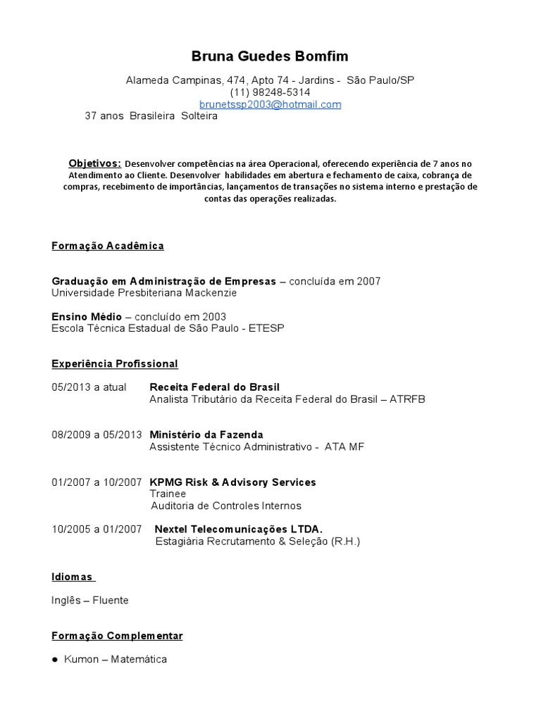 CV Bruna Guedes | PDF