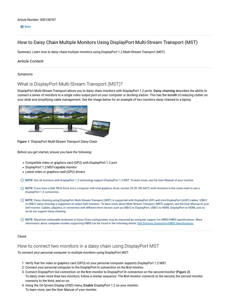 Daisy Chain Monitors via DisplayPort MST | PDF | Office Equipment ...