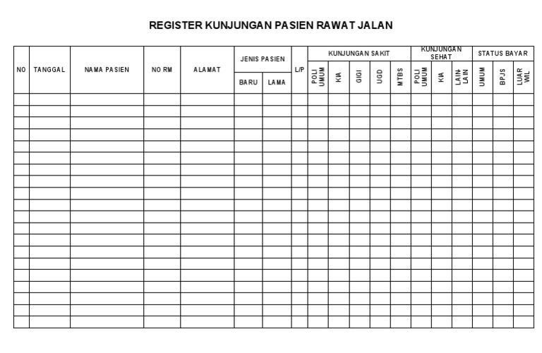 Register Kunjungan Pasien Rawat Jalan | PDF