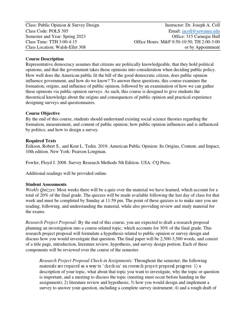 Public Opinion Course Syllabus s2023 | PDF | Title Ix | Plagiarism