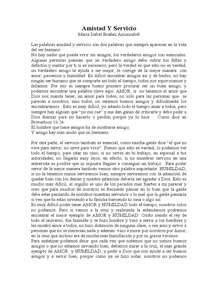 Amistad Y Servicio | PDF | Amor | Verdad