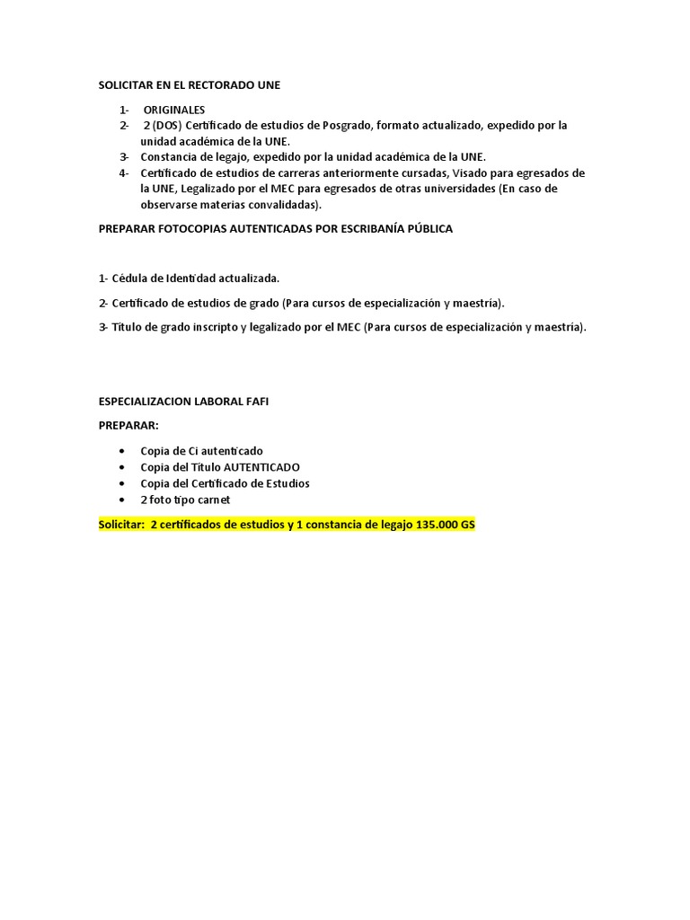 Solicitar en El Rectorado Une | PDF