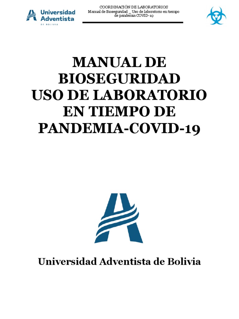 Manual de Bioseguridad de Uso de Laboratorio en Tiempos de Pandemia | PDF | Lavado de manos ...