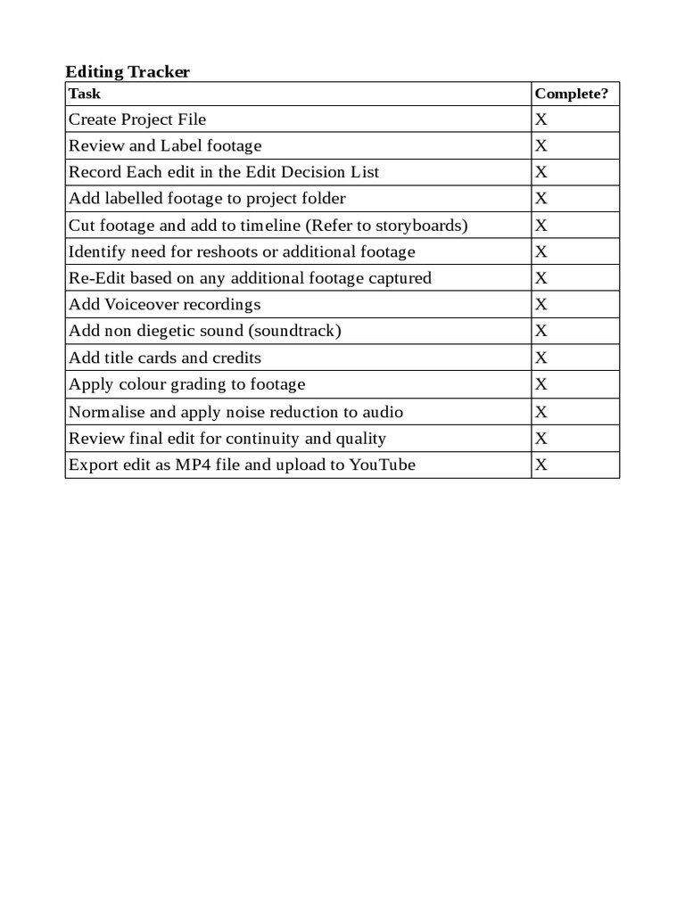 Editing Tracker | PDF