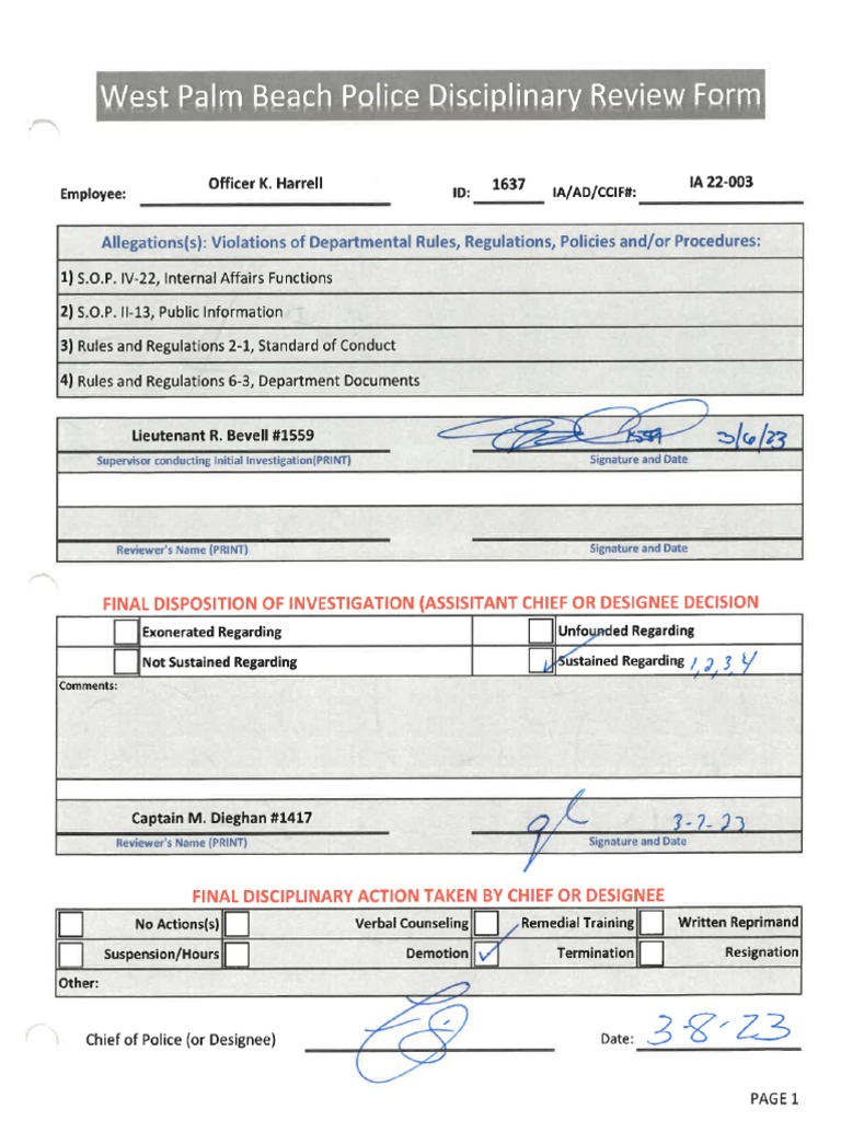 Kevin Harrell Internal Affairs Report | PDF