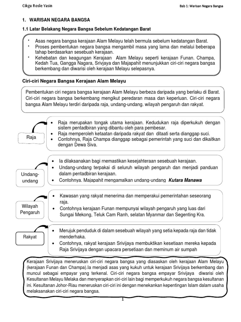 nota & latihan sejarah form 4 bab 1 | PDF