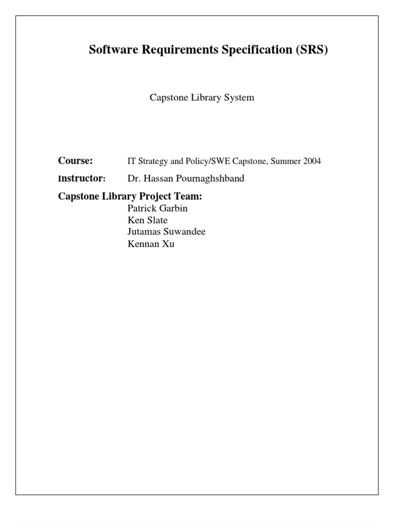 Software Requirements Specification (SRS) for Capstone Library System | PDF | Graphical User ...