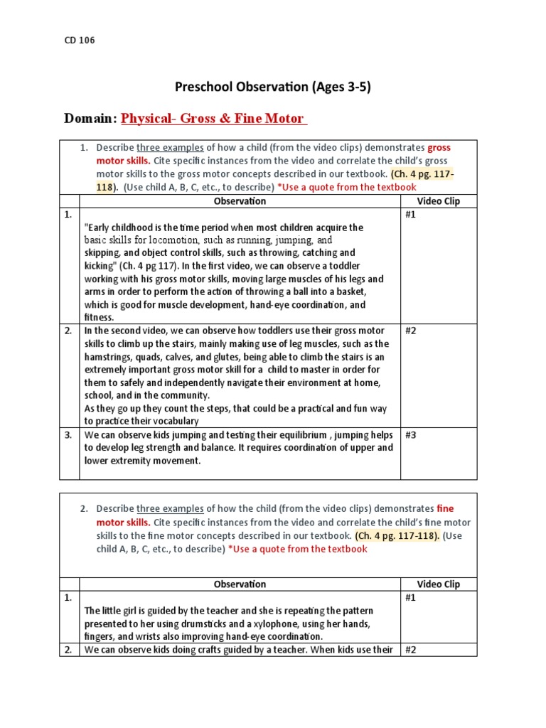 Preschool Observation | PDF