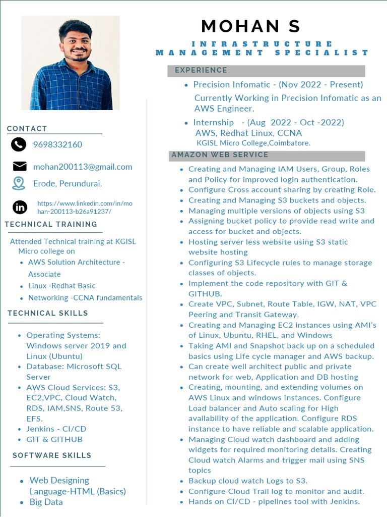 Resume Mohan | Download Free PDF | Cloud Computing | Amazon Web Services