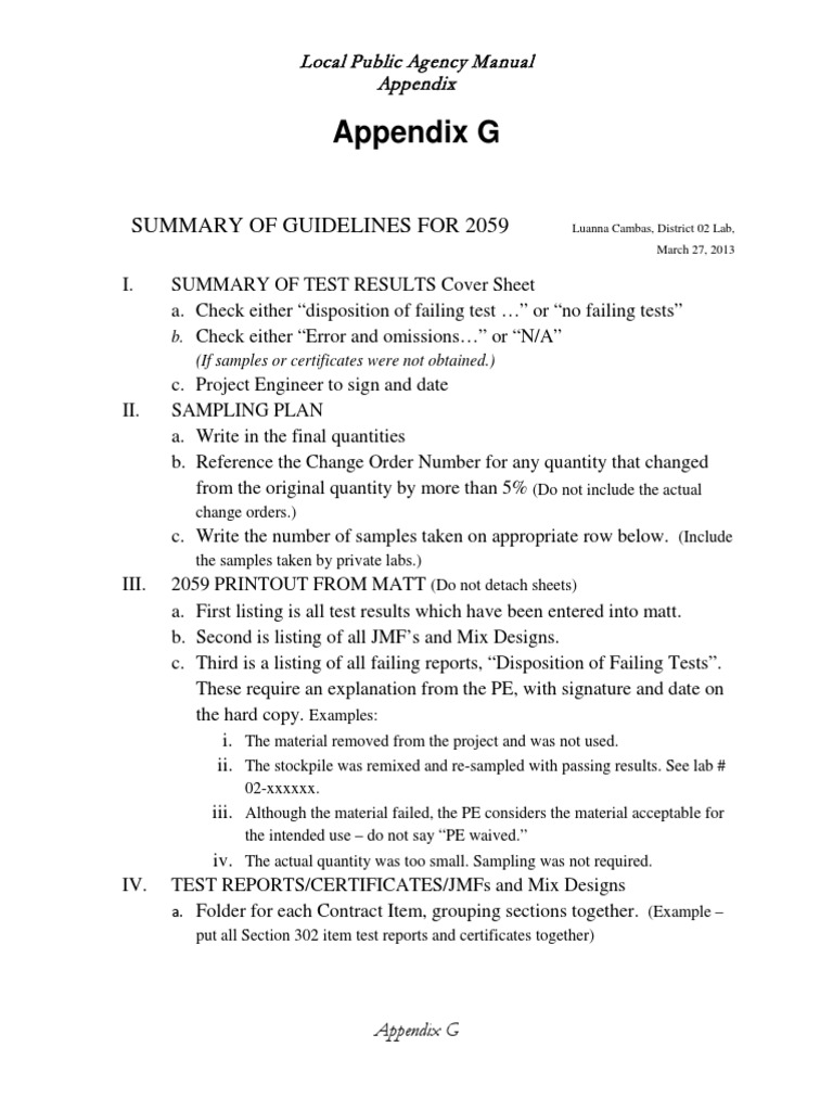 Appendix G - Summary of Guidelines for 2059 | PDF