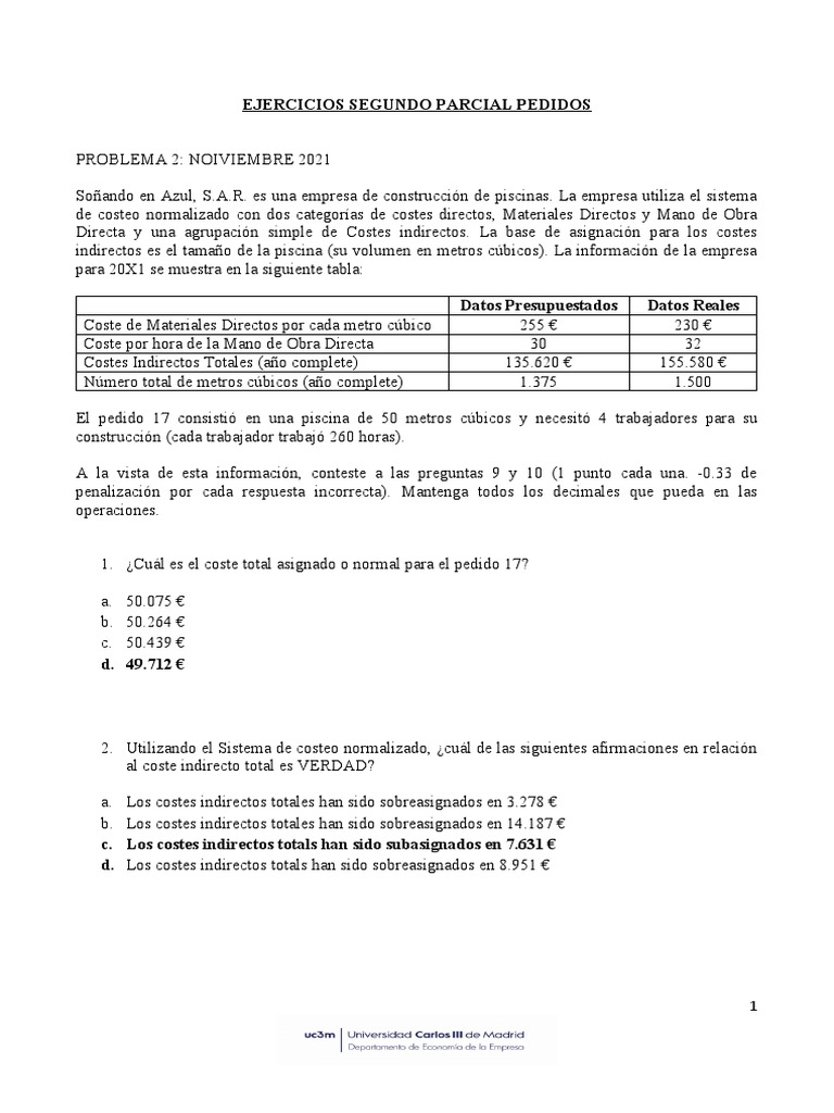 Ejercicios Segundo Parcial Pedidos | PDF | Economias | Sector privado