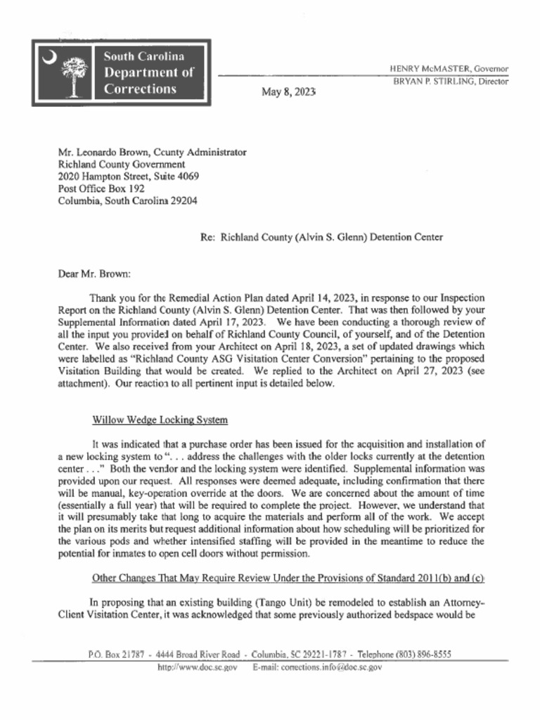 Response Letter To Richland County On Remedial Action Plan | PDF