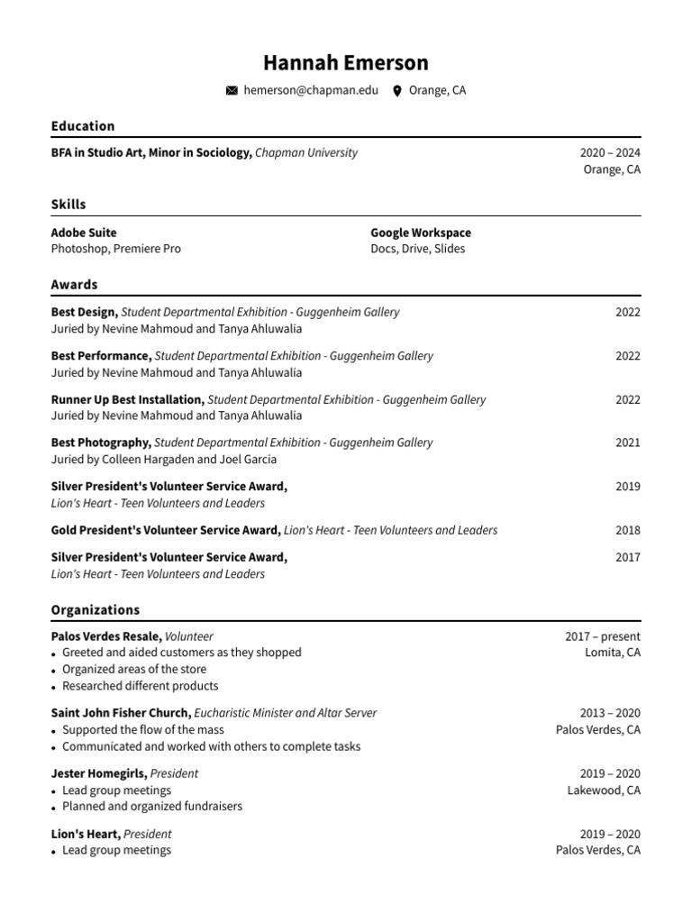 Hannah Emerson Resume | PDF | Application Software | Software