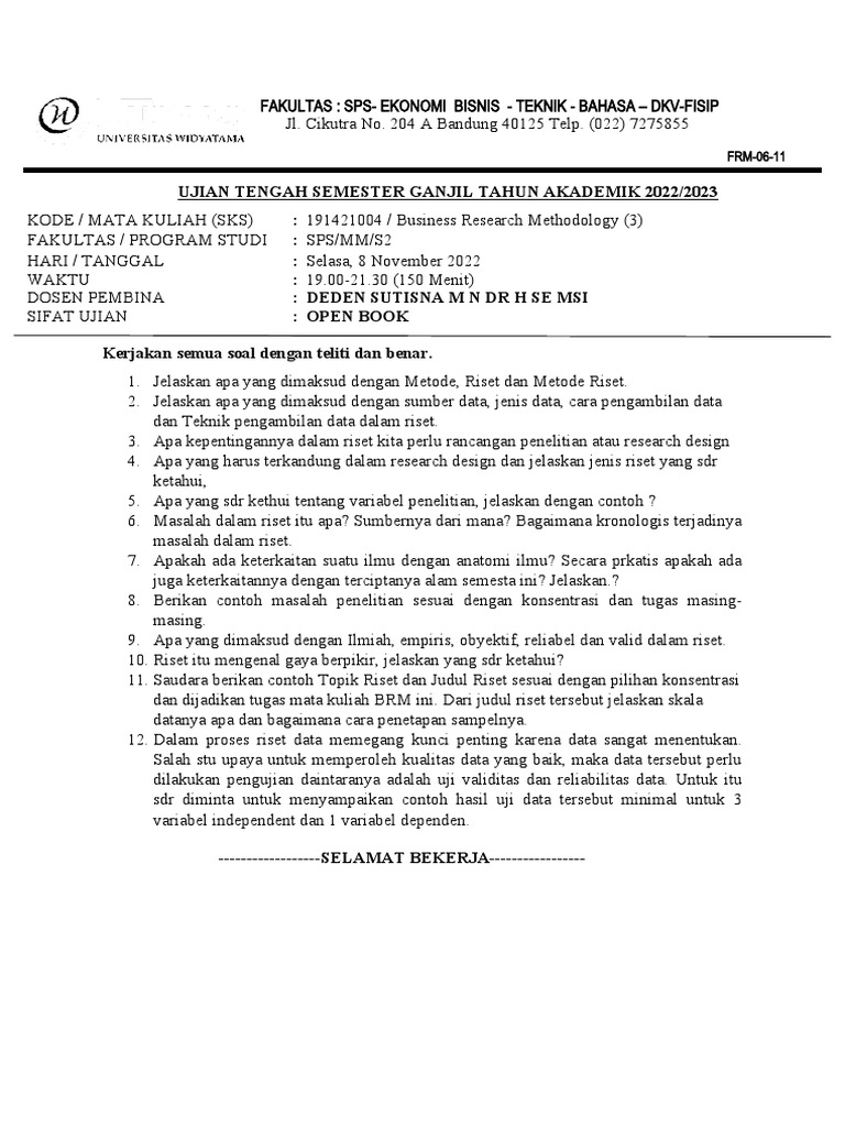 Uts BRM Agnar Rifky 51421220143 | PDF