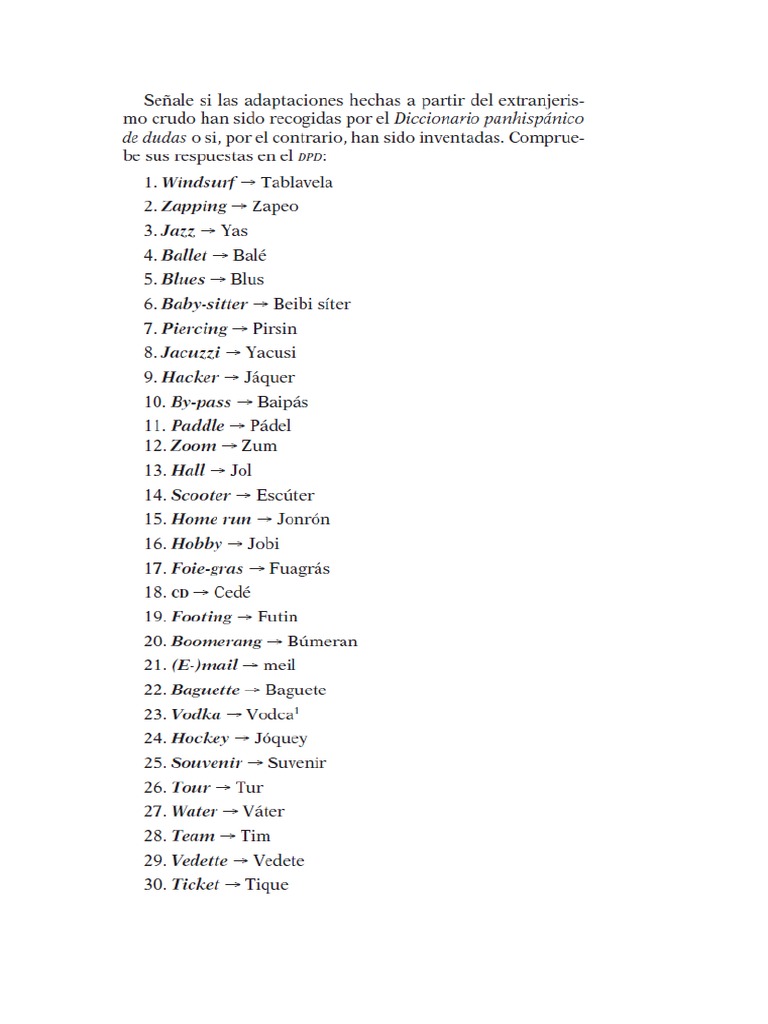 100 Ejemplos De Extranjerismos – LMTYW