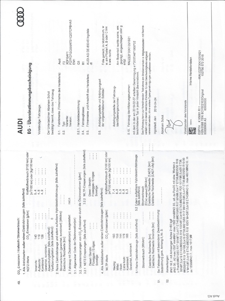 Certificat de Conformite Audi | PDF