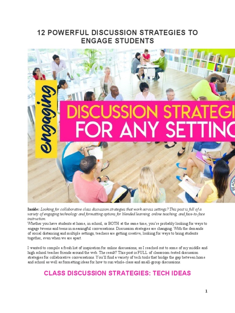 12 Powerful Discussion Strategies To Engage Students | PDF