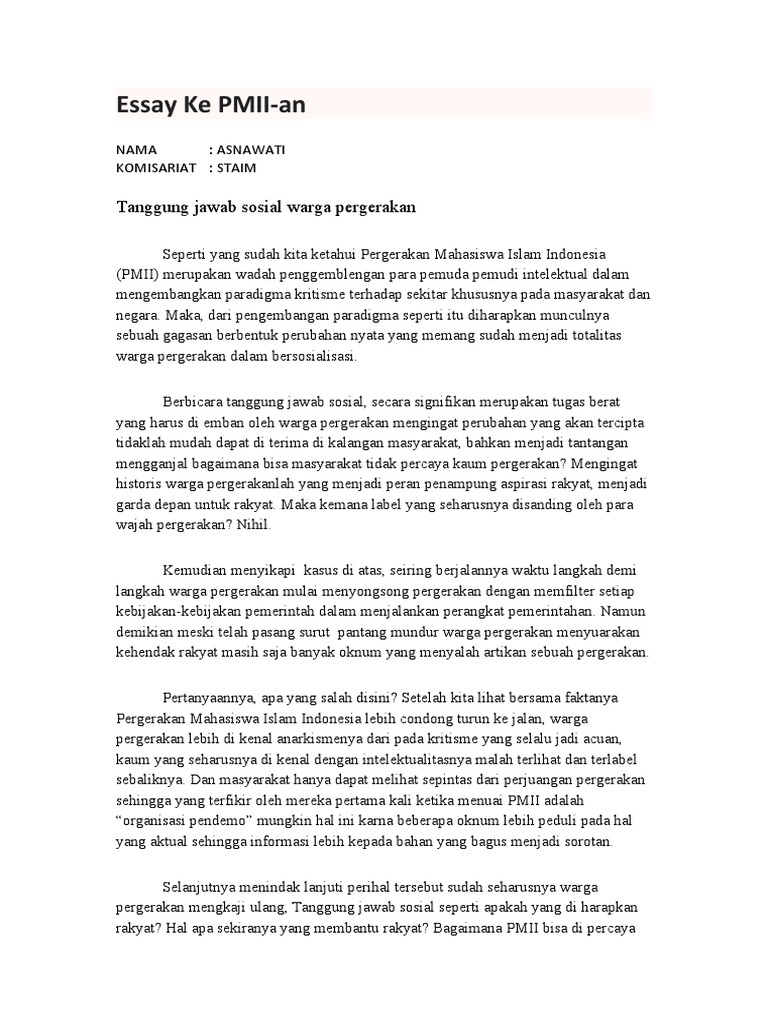 Essay Ke PMII | PDF