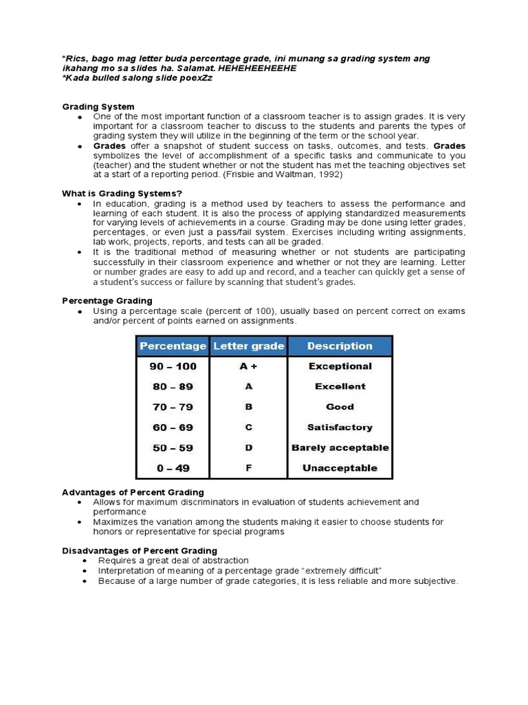 An Overview of Grading Systems with a Focus on the Advantages and ...