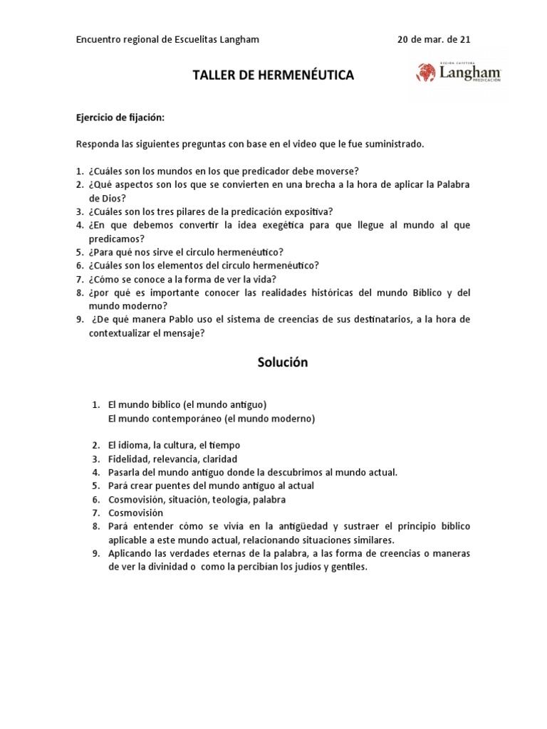 Taller de Hermenéutica | PDF