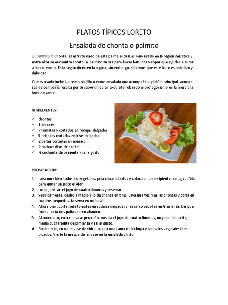 Platos Típicos Loreto | PDF | ensalada | Maíz