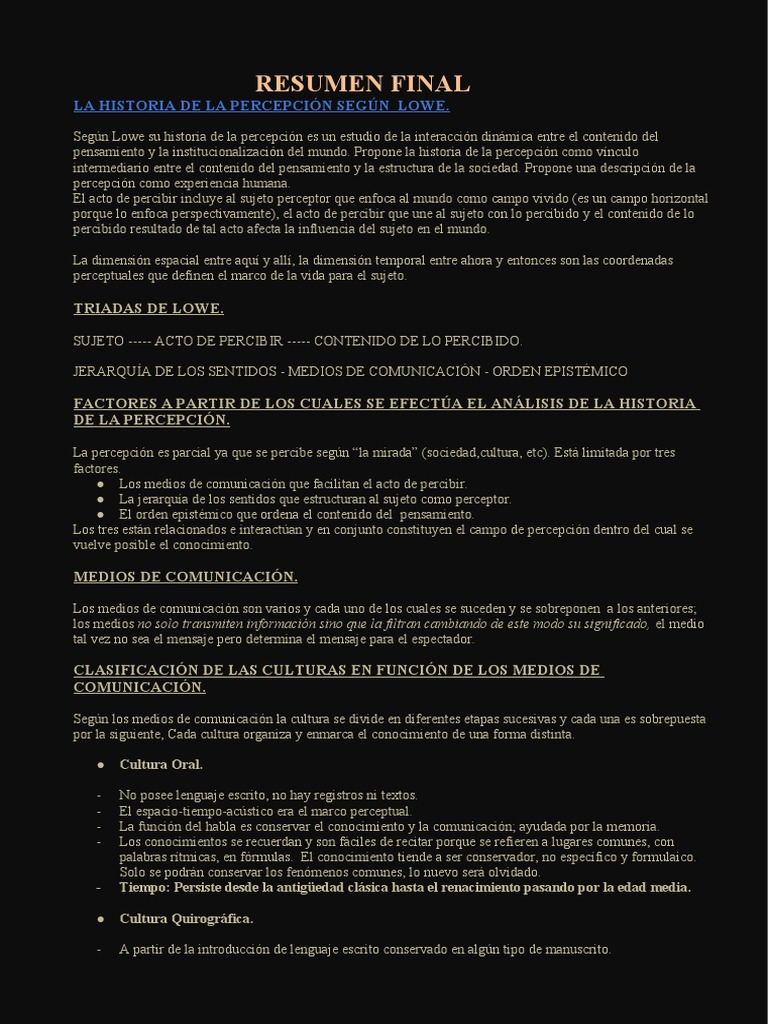 Resumen Final | PDF | Percepción | Matemáticas Resumen Final | PDF | Percepción | Matemáticas