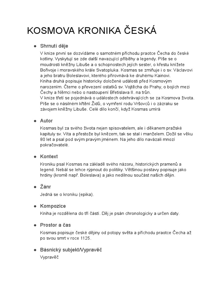 KOSMOVA KRONIKA ČESKÁ | PDF