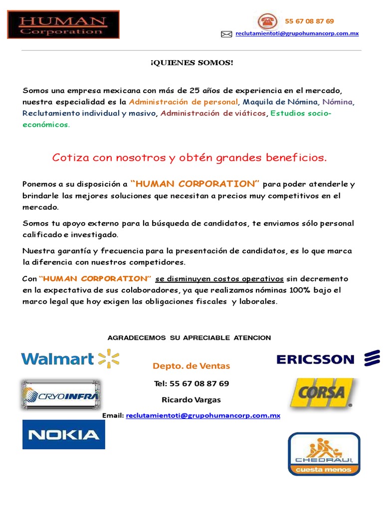 Publicidad Human Corporation | PDF