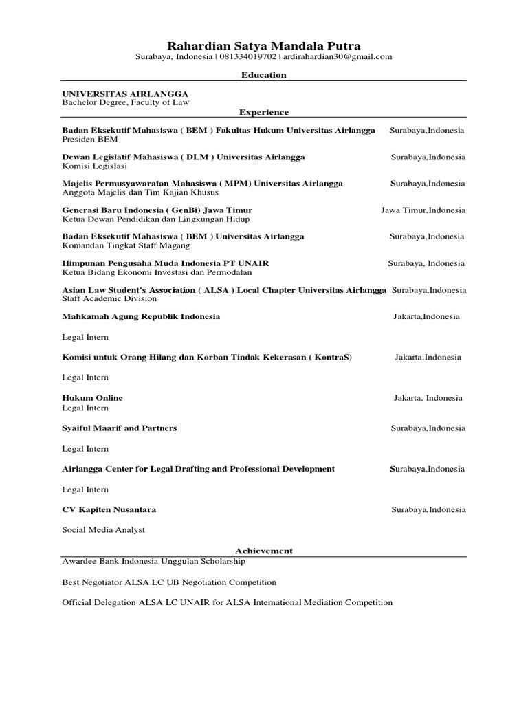 CV-Motlet-Life Career CONTOH UNTUK BEASISWA BI | PDF | Internship | Job ...