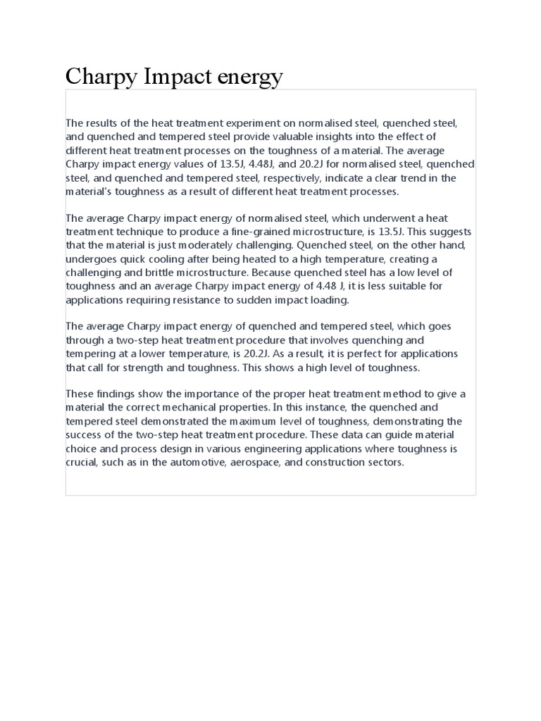 Charpy Impact Energy | Download Free PDF | Heat Treating | Steel