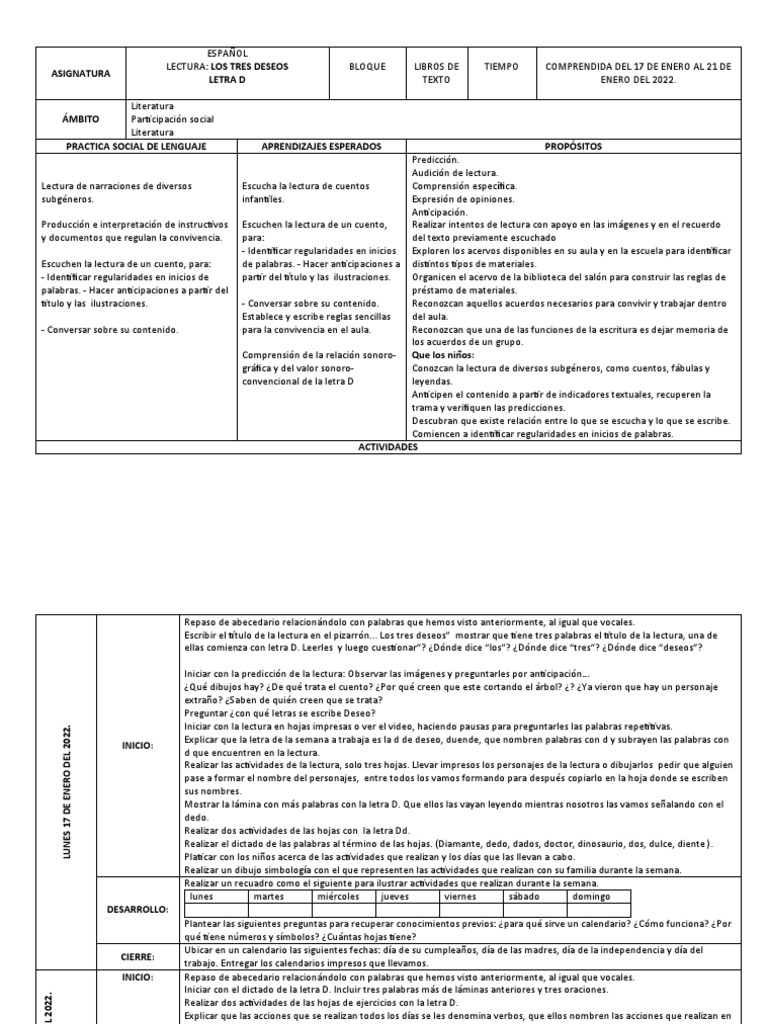 PLANEACION LETRA D | PDF | Libros | Evaluación