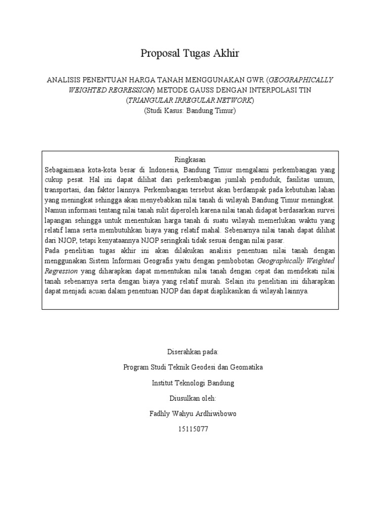 Draft Proposal TA Fadhly Wahyu | PDF