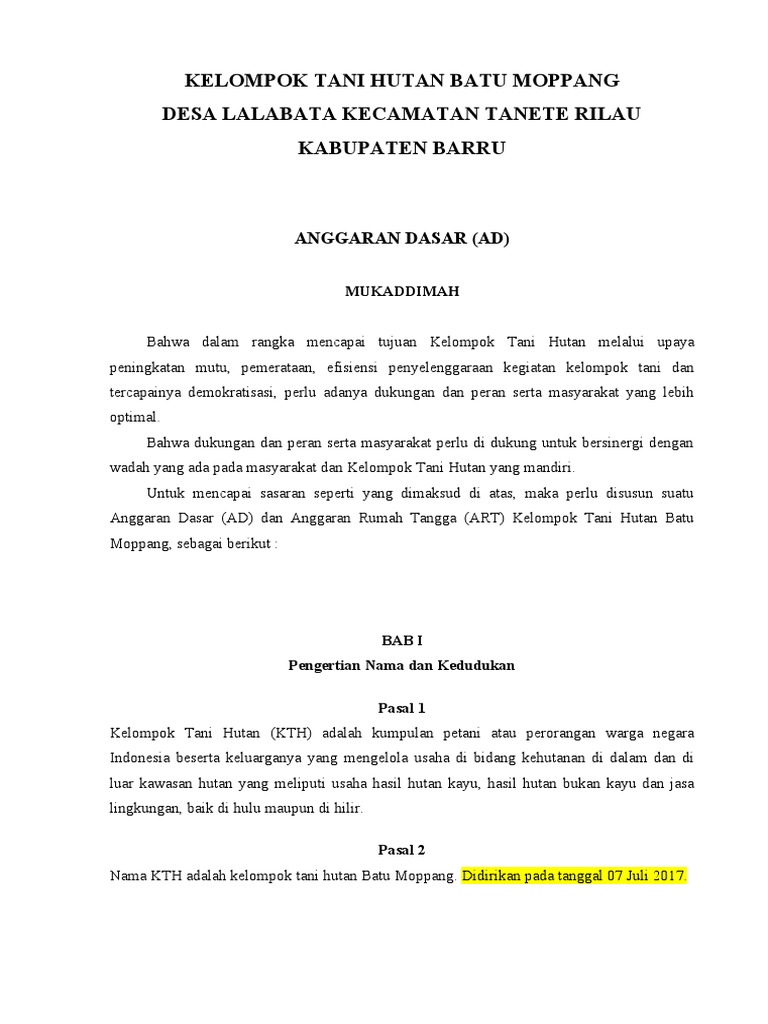 AD & ART KTH HKM Batu Moppang | PDF