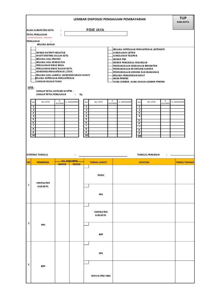 Form Verifikasi SPJ - TUP 2022 | PDF