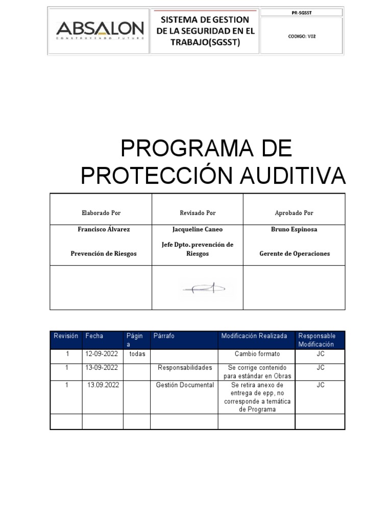 Programa de Protección Auditiva | PDF