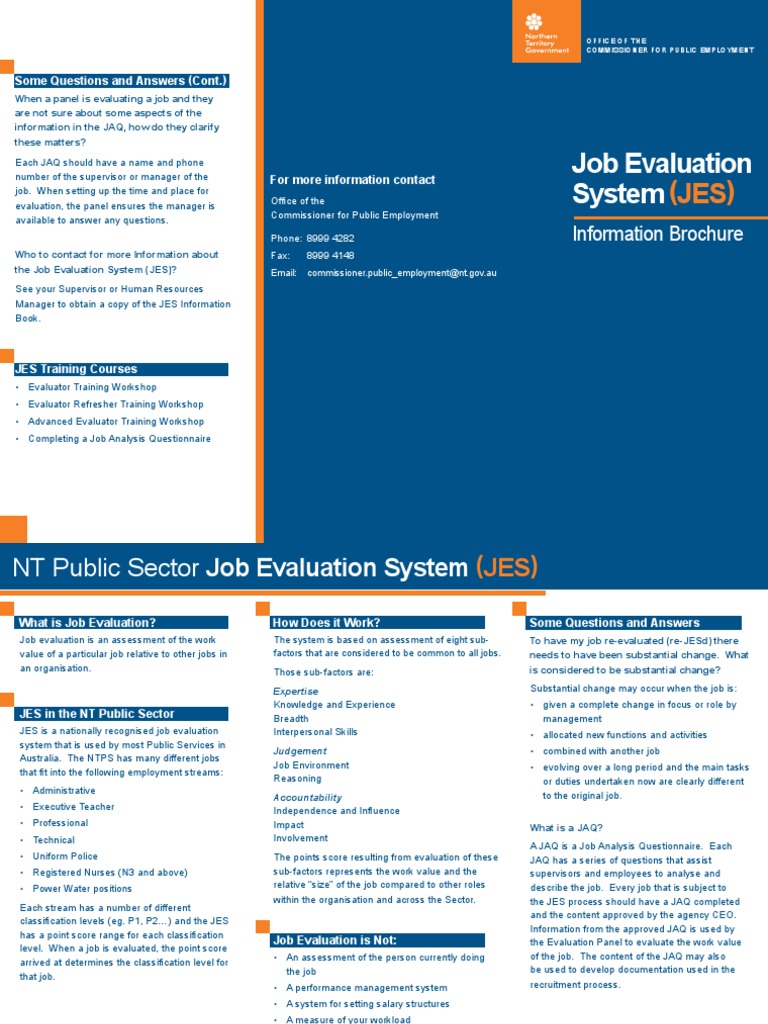 Job Evaluation System (JES) Info Book | PDF | Career & Growth | Business