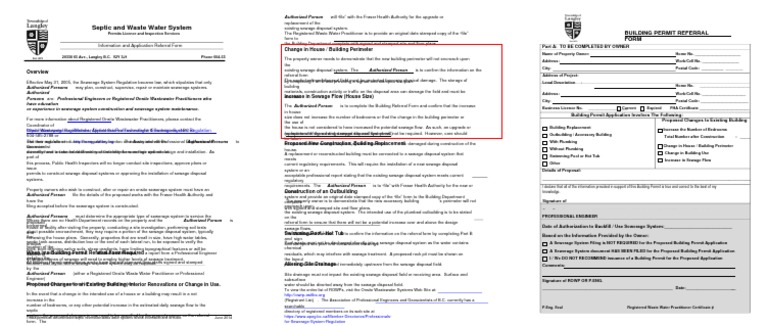PLI - Form Septic and Waste Water Systems Referral PDF | PDF | Septic ...