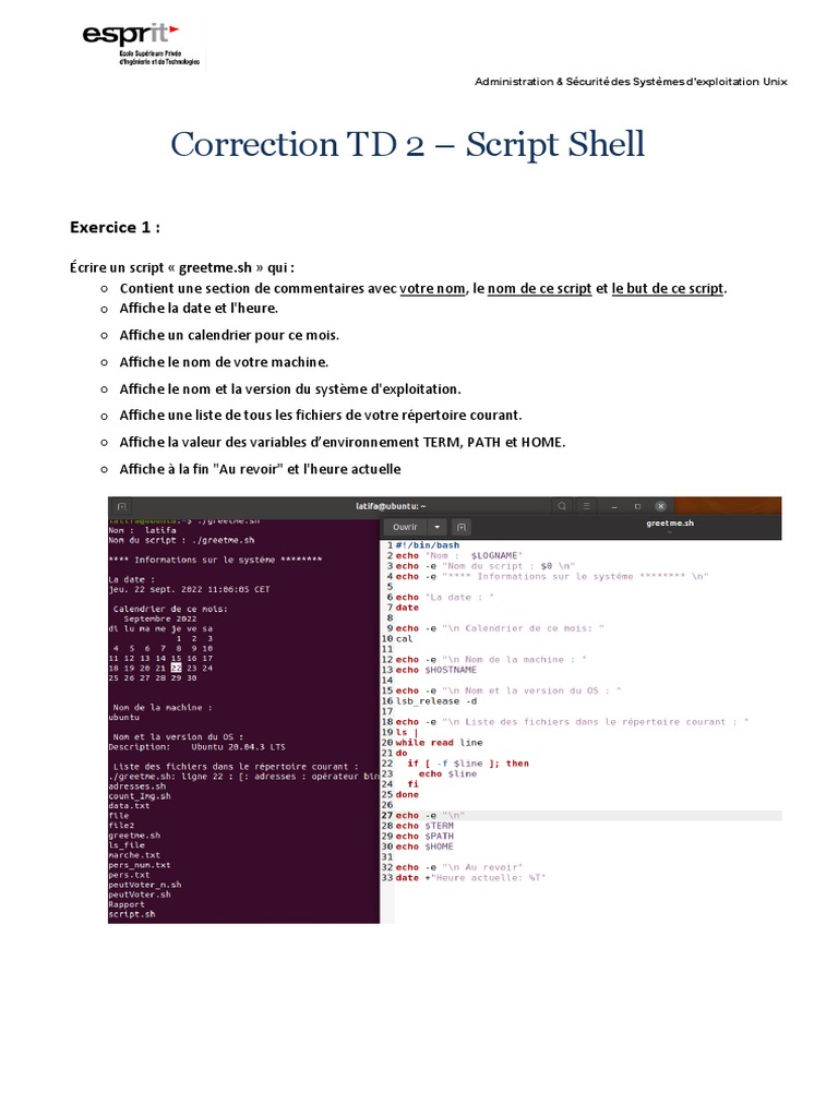 Correction TD 2 Script Shell 1 | PDF