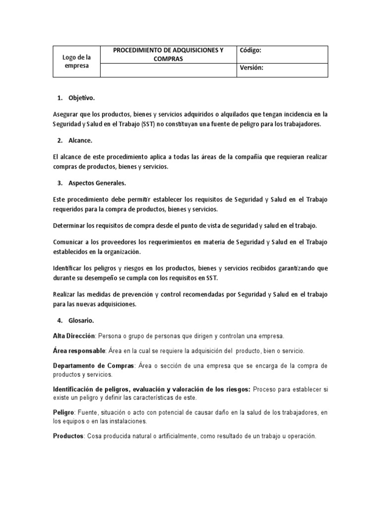 Anexo 29 - Adquisiciones | PDF | Seguridad y salud ocupacional | Valores
