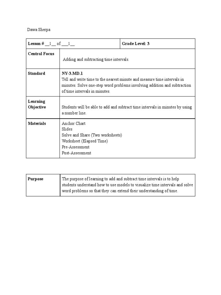 3rd grade math lesson plan | PDF