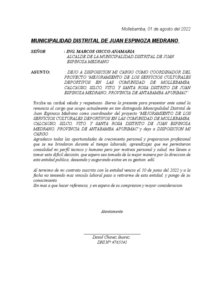 Disposicion de Cargo | PDF