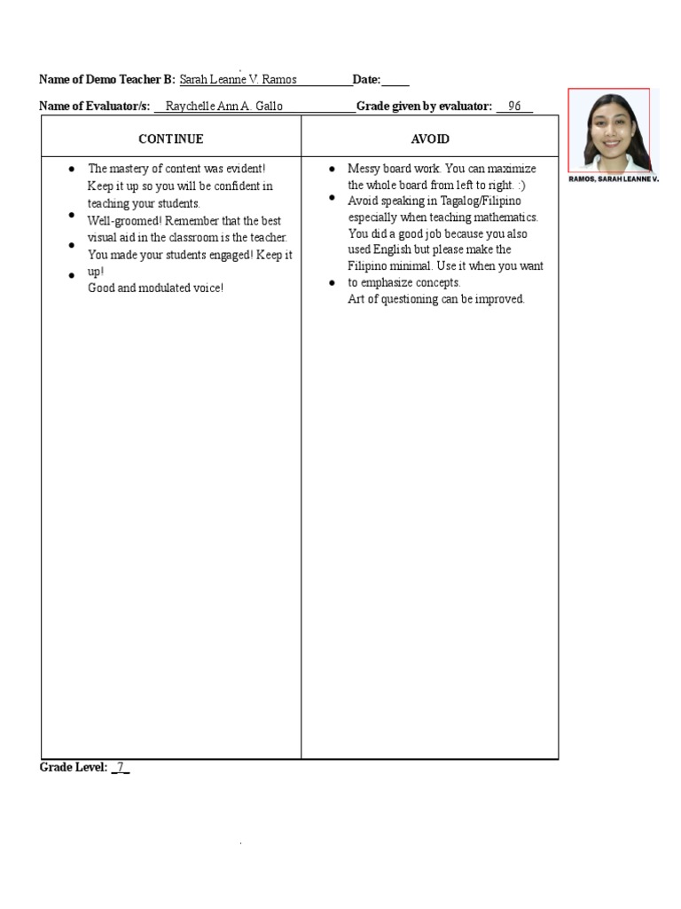 Continue Avoid Form | PDF | Teachers | Classroom Management