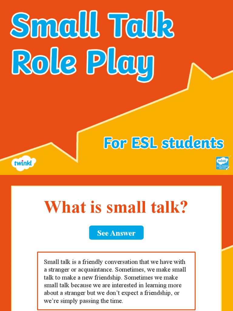 T Eal 1656609122 Esl Small Talk Role Play - Ver - 1 | PDF