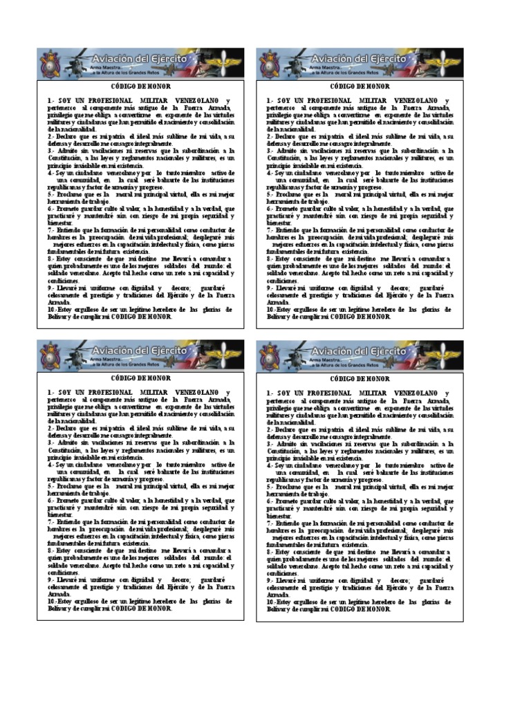 Codigo de Honor | PDF | Militar | Venezuela